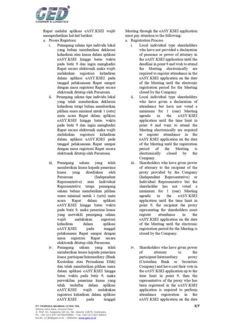 Rapat Umum Pemegang Saham | Jasa Pengiriman, Layanan Logistik, GED, Jasa Pengiriman Luar Negeri ...